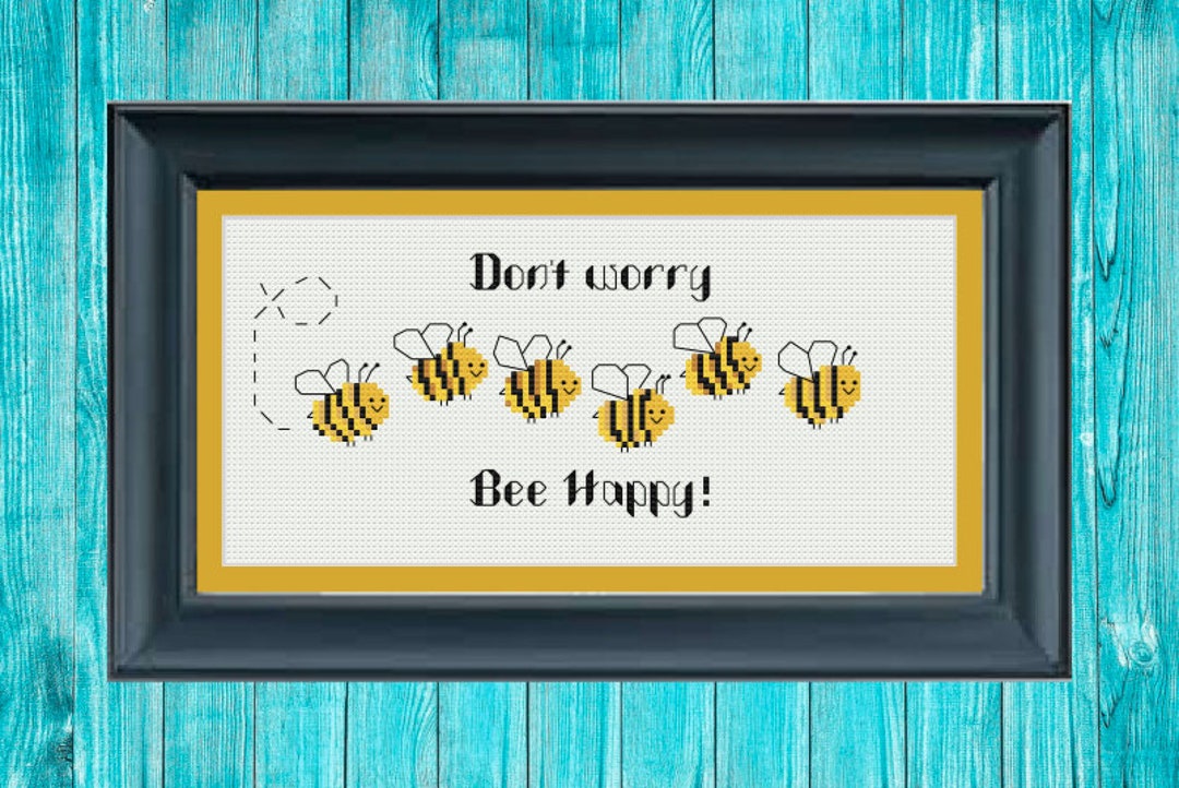 Bee Happy Cross Stitch Pattern Easy Pdf Pattern for Cross Stitch Decor ...