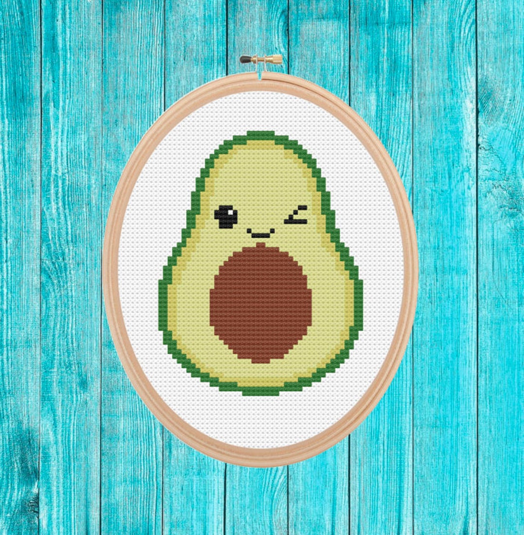 Avocado Mini Cross Stitch Pattern Pdf Easy Simple Holiday Gift Retro ...