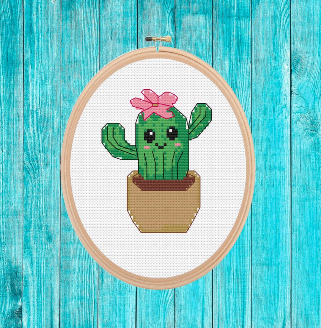 Cactus Mini Cross Stitch Pattern Pdf Easy Simple Holiday Gift Retro ...