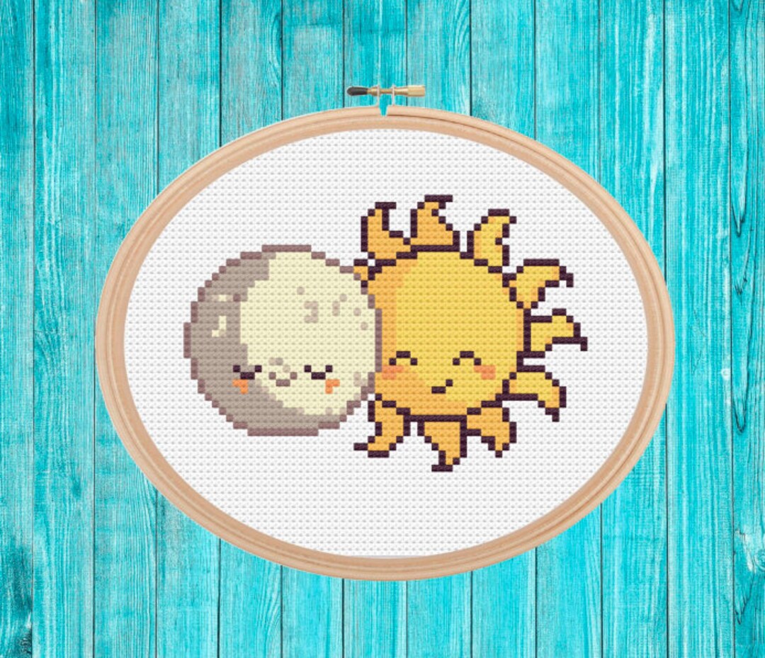 Solar Eclipse Mini Cross Stitch Pattern Pdf Easy Simple Holiday Gift ...