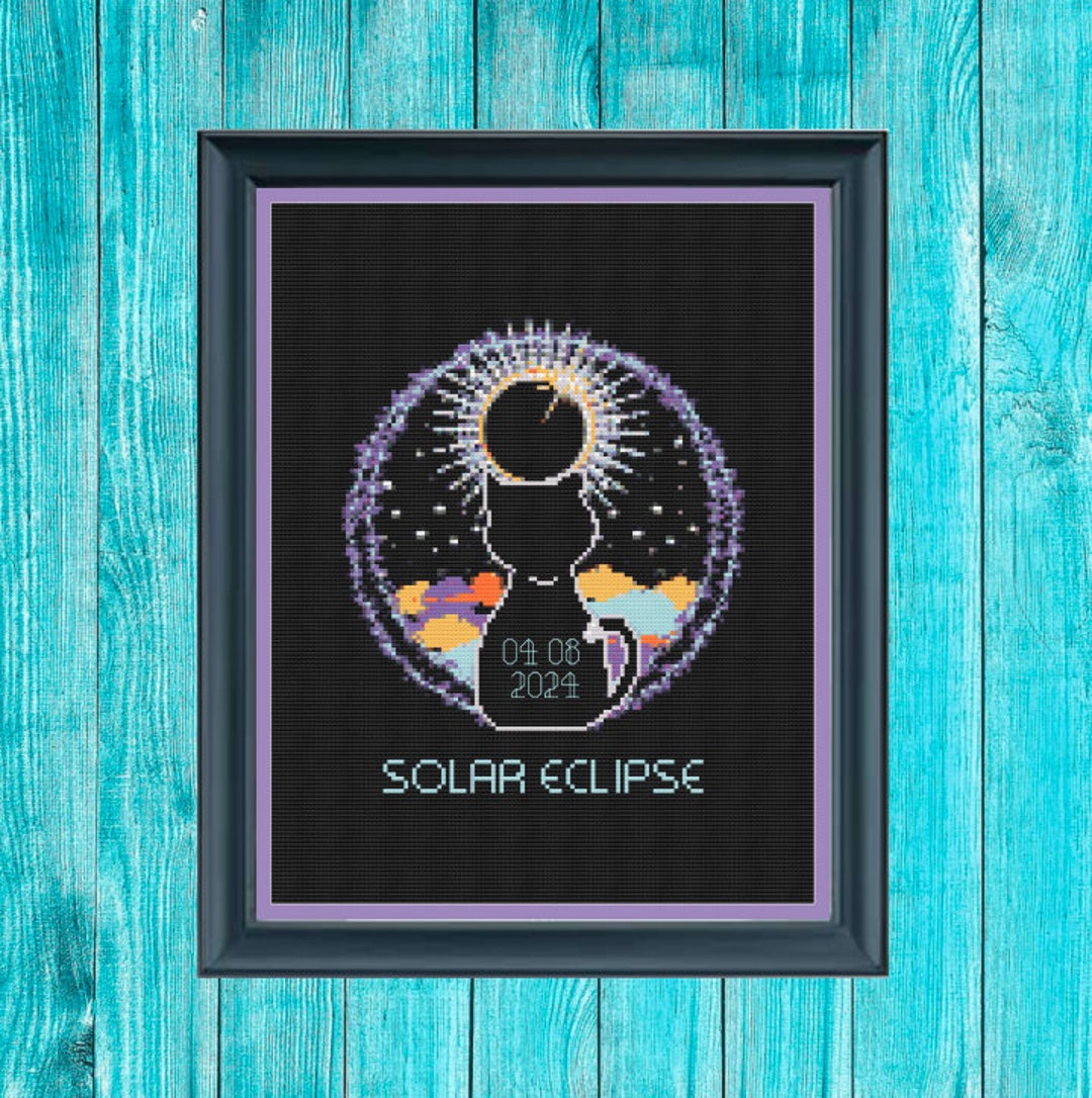 Solar Eclipse Kitty Cross Stitch Pattern Easy Pdf Pattern for Cross ...