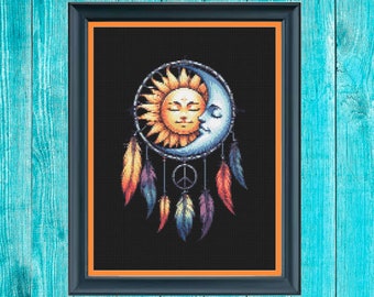 Solar Eclipse Sun and Moon Cross Stitch Pattern - Etsy