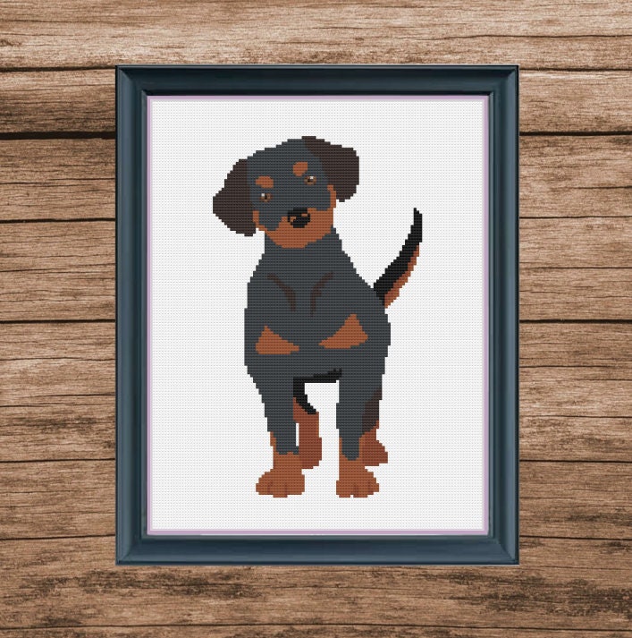 Rottweiler Cross Stitch Pattern Abstract Minimalistic Easy to Stitch ...