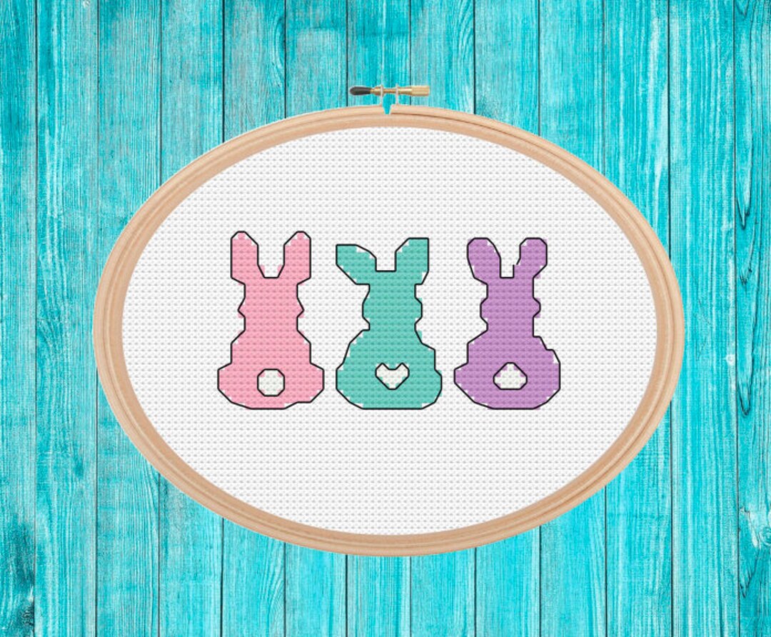 Easter Bunnies Small Cross Stitch Mini Cross Stitch Pattern Pdf Easy ...