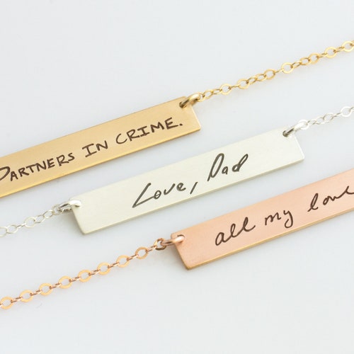 Handwriting Jewelry Custom Signature Jewelry Personalized | Etsy
