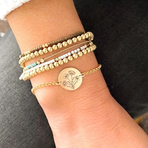 Custom Birth Flower Bouquet Bracelet, Combined Birth Flower Bouquet ...