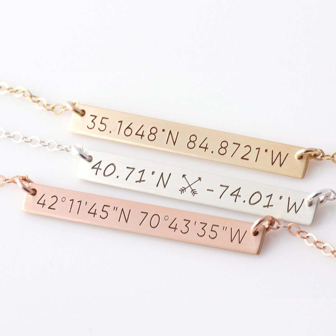 Custom Coordinate Necklace Reversible/latitude Longitude Necklace ...