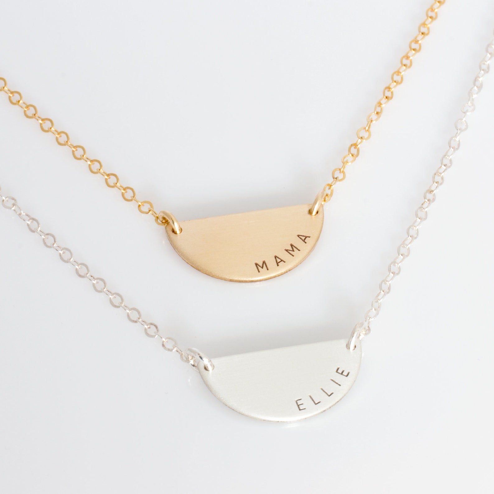 Gold Half Circle Necklace, Personalized Half Moon Necklace, Minimalist ...