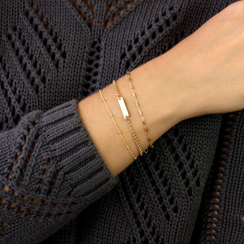 Personalized Bar Bracelet, Custom Bar Bracelet, Initial Gold Bar ...