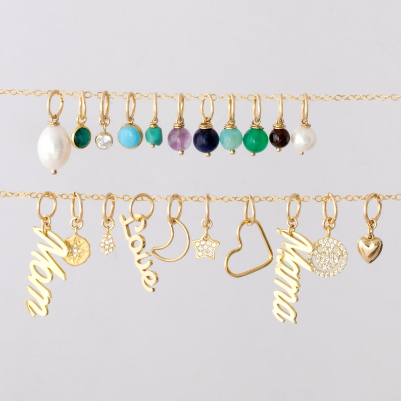 Add on Birthstone Charm, Gemstone Charm, Sterling Silver or Vermeil ...