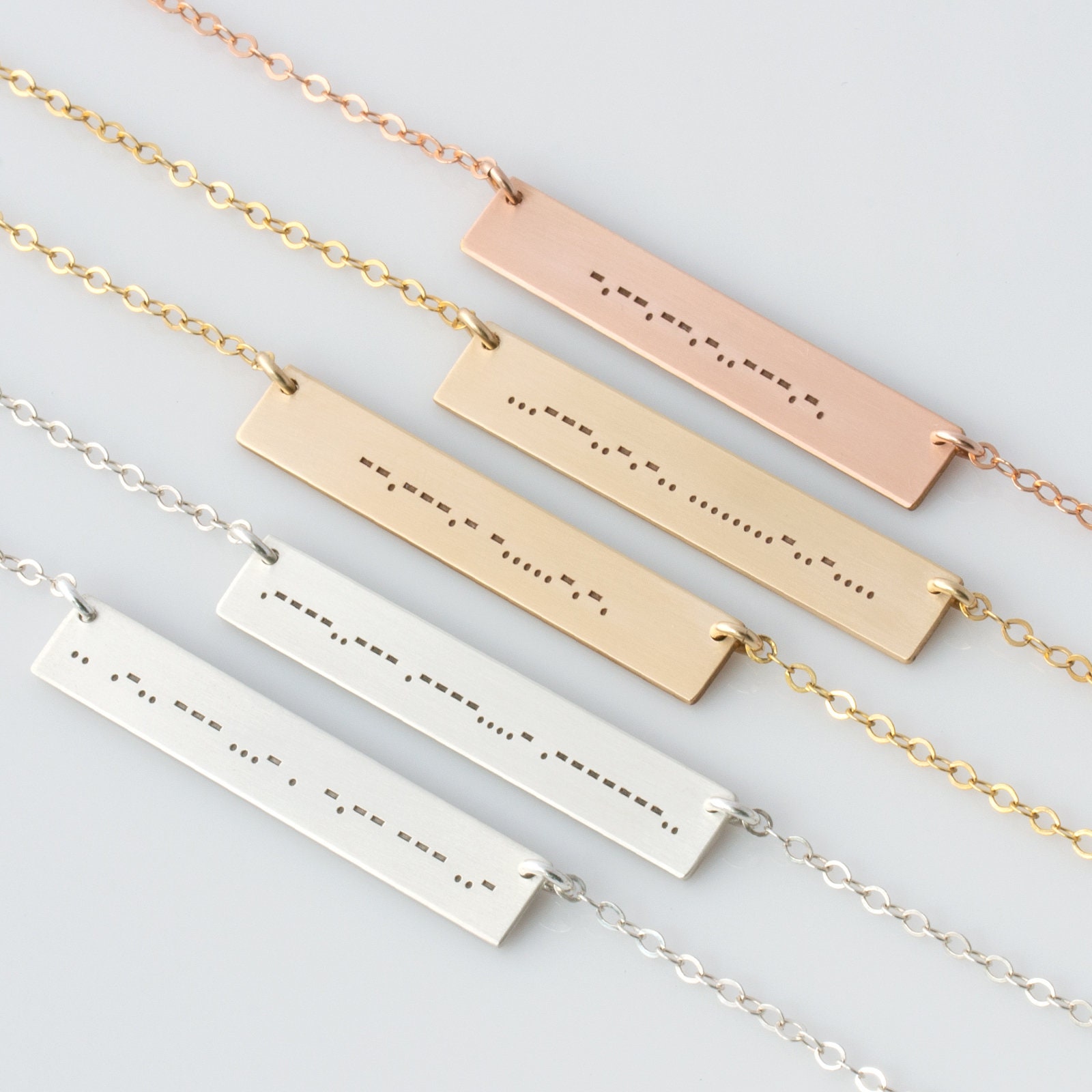 Morse Code Necklace in Gold Silver Rose Gold, Gift for Her, Secret ...
