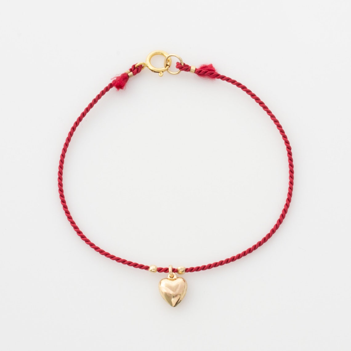Heart Charm Friendship Bracelet on Silk Cord Red String - Etsy