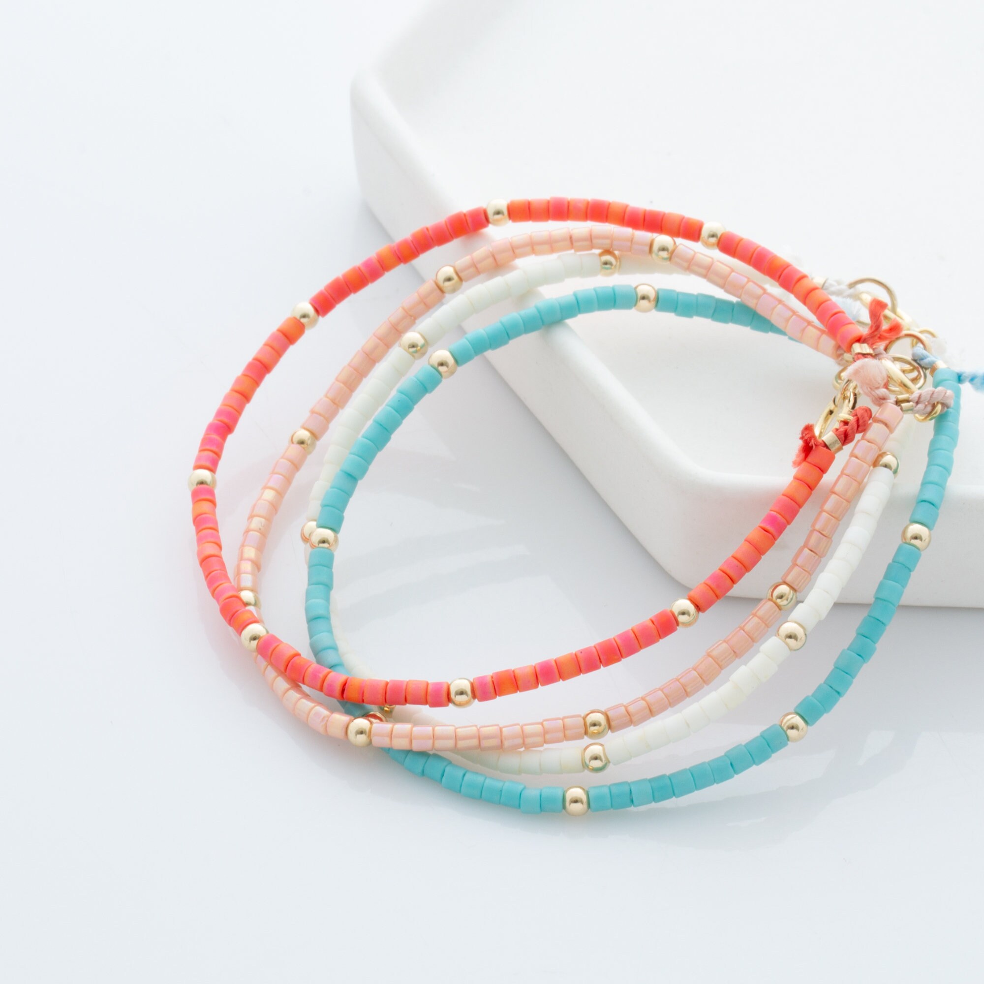 Tiny Beaded Bracelets, Minimalist Everyday Layering Bracelet Stack ...