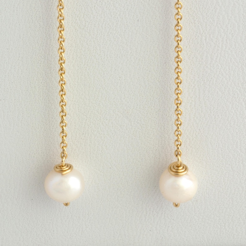 Pearl Chain Earrings, Long Dangle Earrings for Women, Dainty Earrings ...