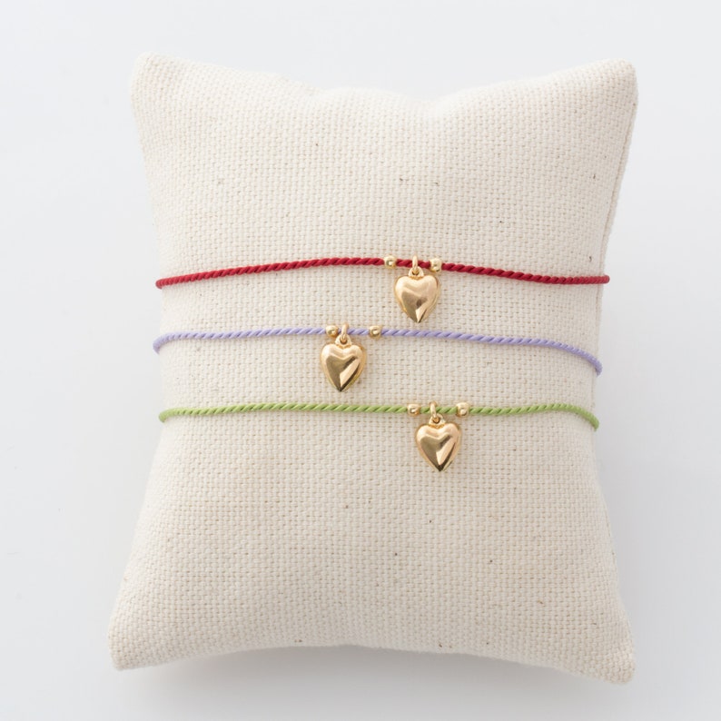 Heart Charm Friendship Bracelet on Silk Cord Red String - Etsy
