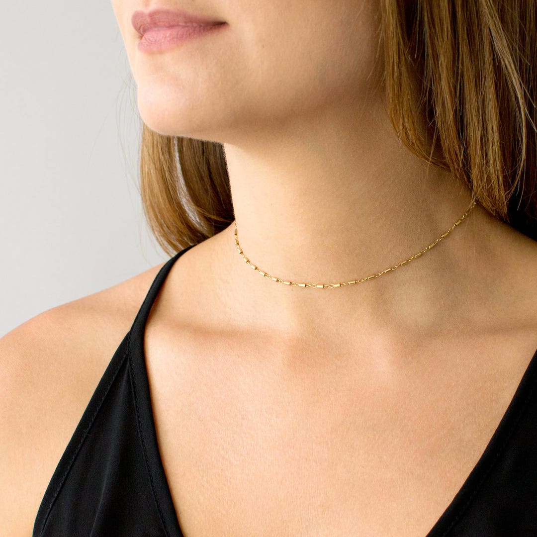 Thin Choker Necklace, Dainty Chain Choker, Boho Choker, Layering Choker ...