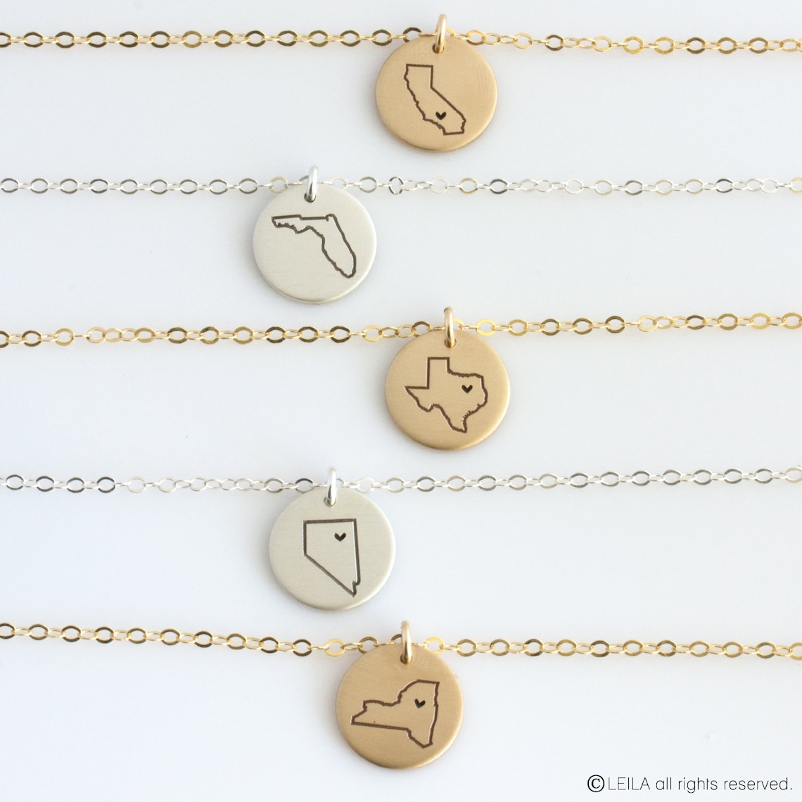 State Necklace State Love Necklace Personalized State - Etsy