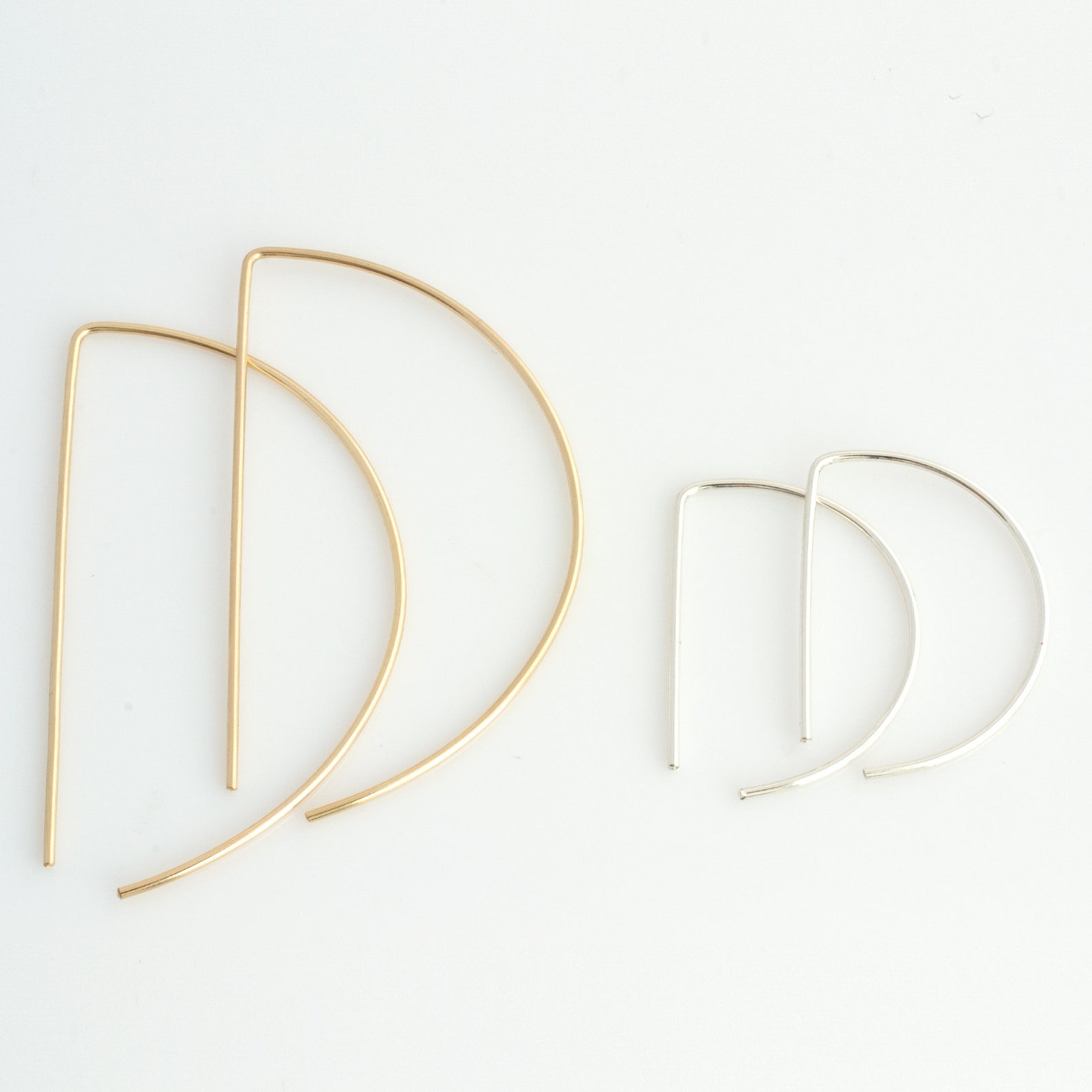 Geometric Hoop Earrings, D Shaped Hoops, Semi Circle Earring, Modern ...