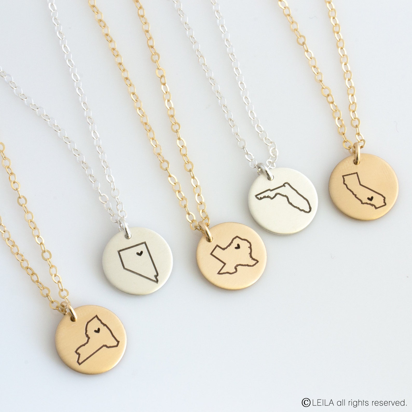 State Necklace State Love Necklace Personalized State | Etsy