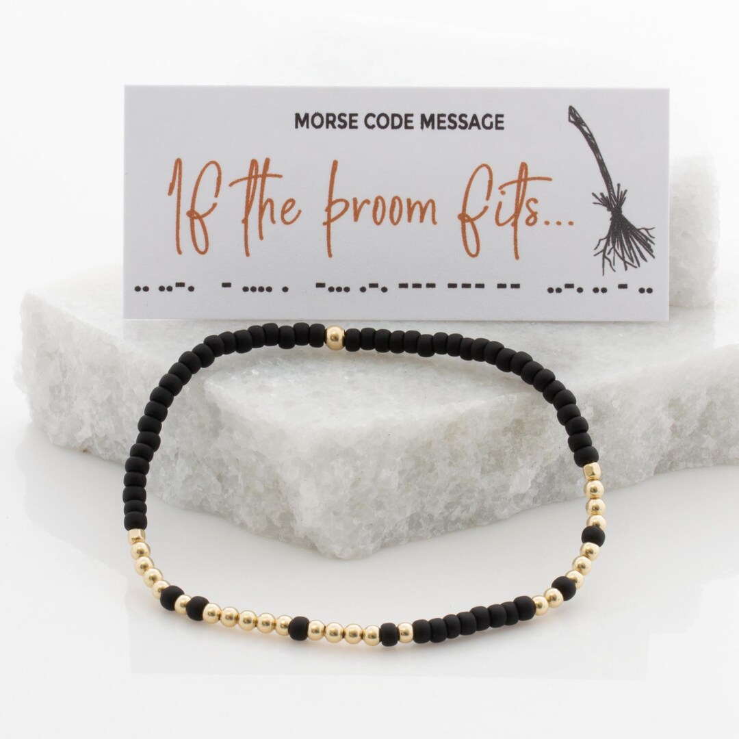 If the Broom Fits Morse Code Bracelet, Halloween Jewelry, Beaded ...