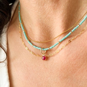 Mini Beads Necklace, Tiny Beaded Necklace, Layering Necklace, Dainty ...