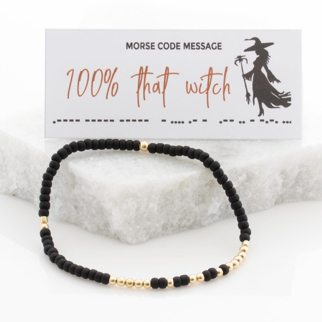 100% That Witch Morse Code Bracelet, Halloween Jewelry, Beaded Bracelet ...