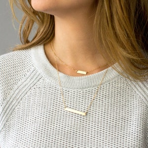 Personalized Gold Bar / Skinny Bar Necklace/ Customized Gold Bar ...