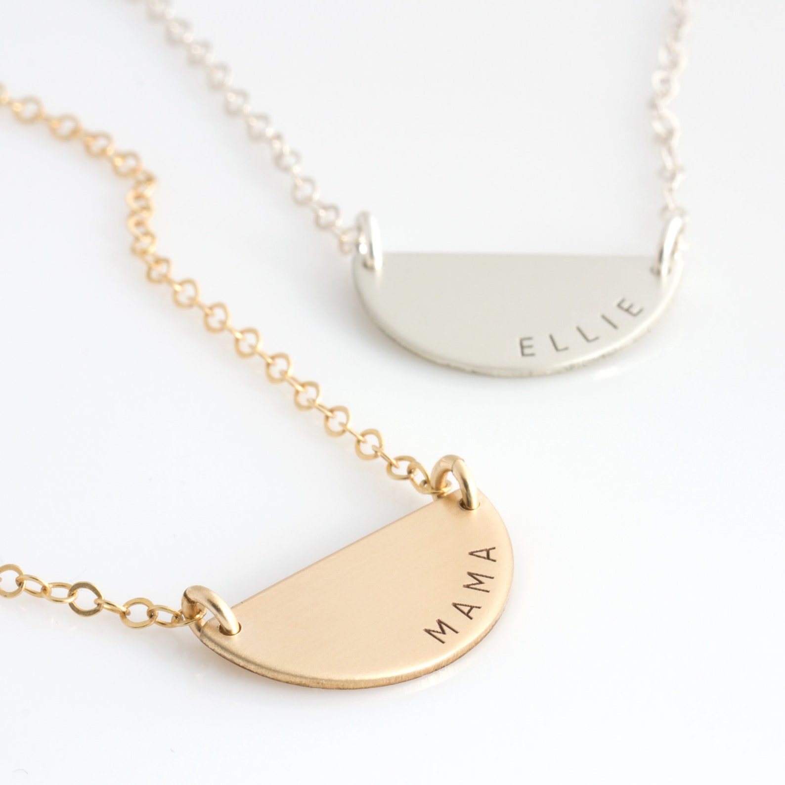 Gold Half Circle Necklace, Personalized Half Moon Necklace, Minimalist ...