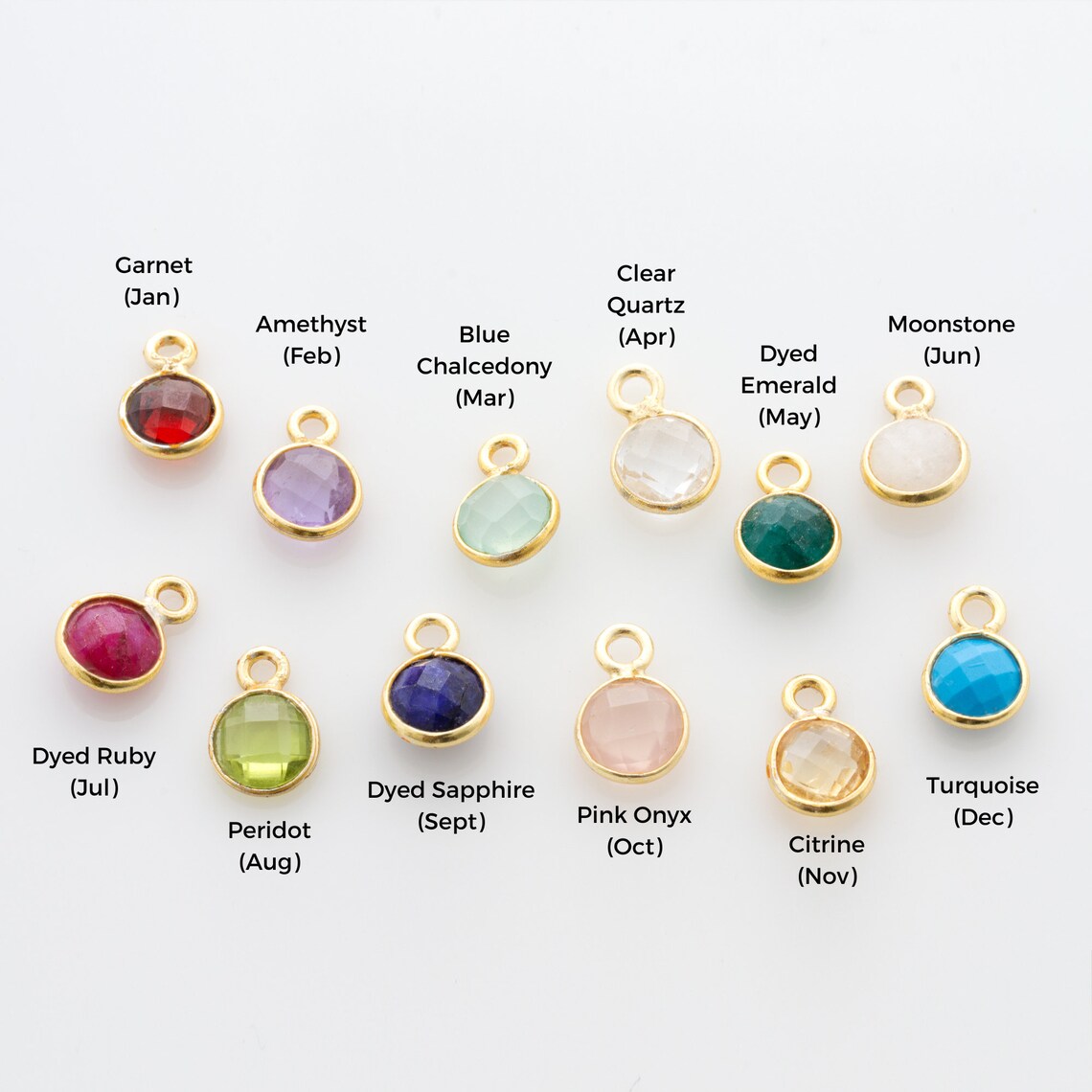 Add on Birthstone Charm, Gemstone Charm, Sterling Silver or Vermeil ...