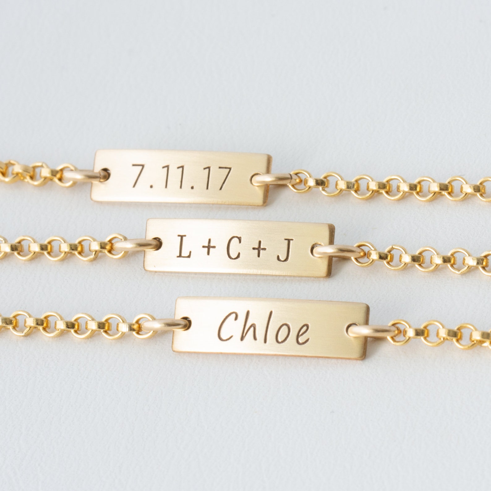 Personalized Bar Bracelet, Custom Bar Bracelet, Initial Gold Bar ...