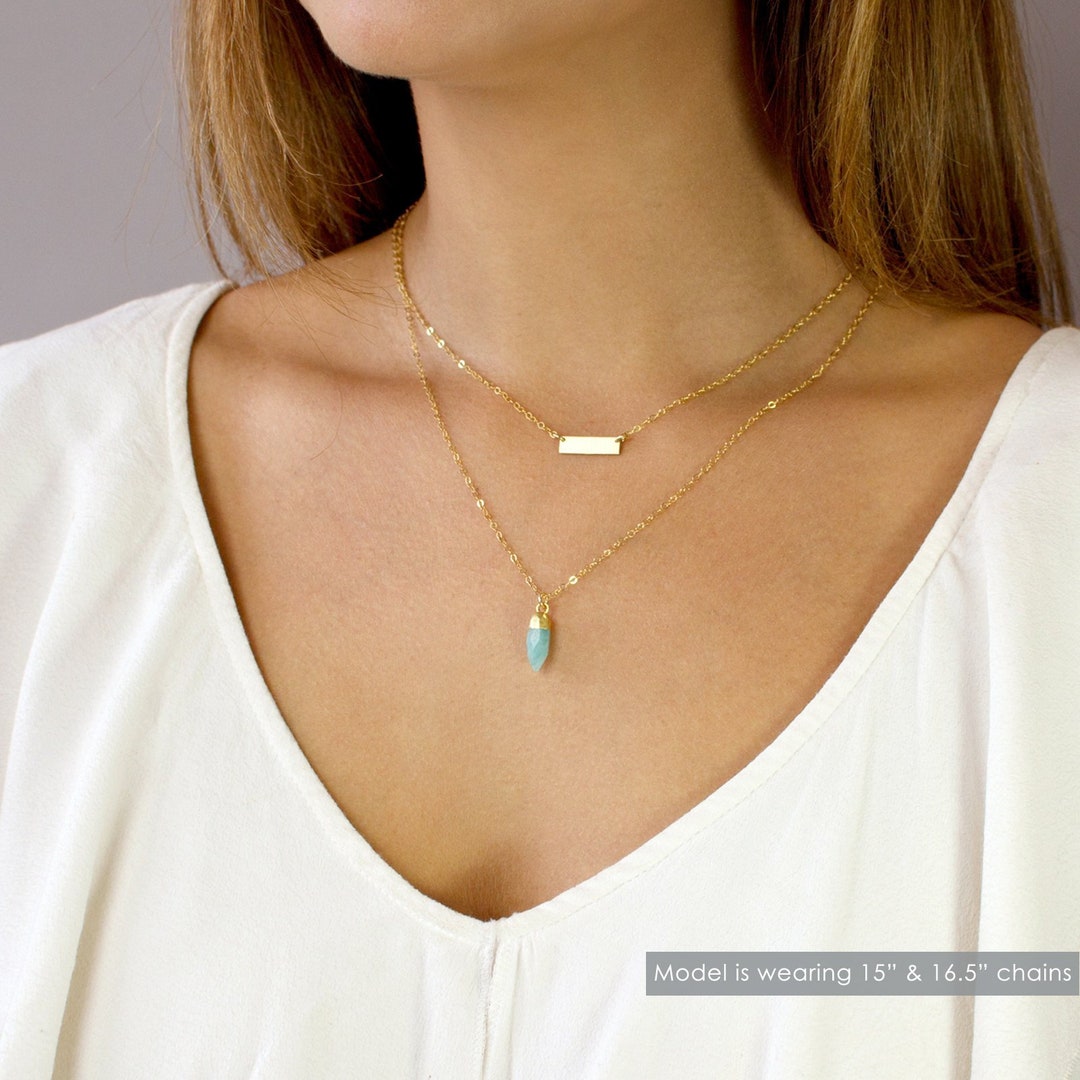 Mini Choker Necklace, Skinny Mini Bar Necklace, Initial Necklace, Tiny ...