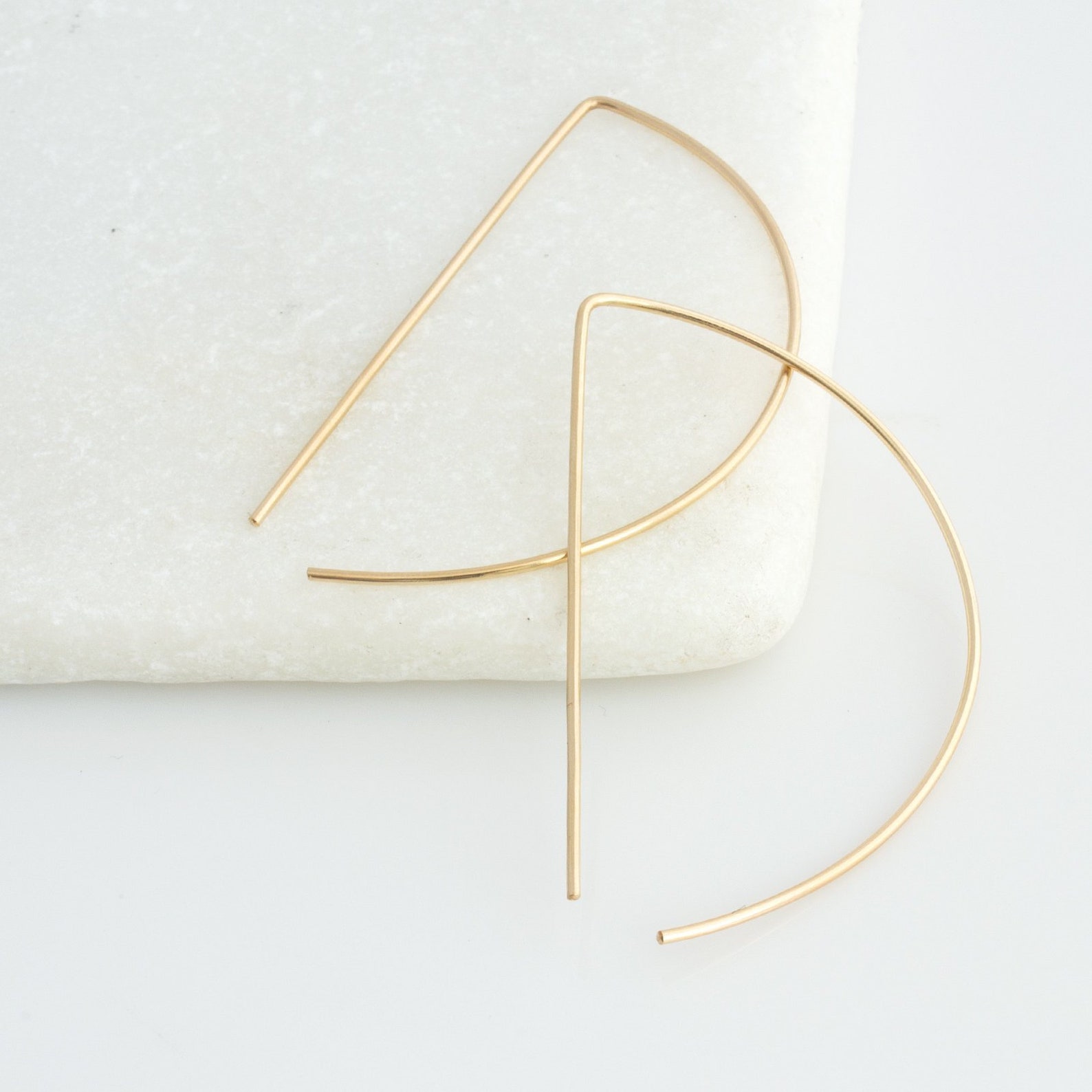Geometric Hoop Earrings D Shaped Hoops Semi Circle Earring - Etsy