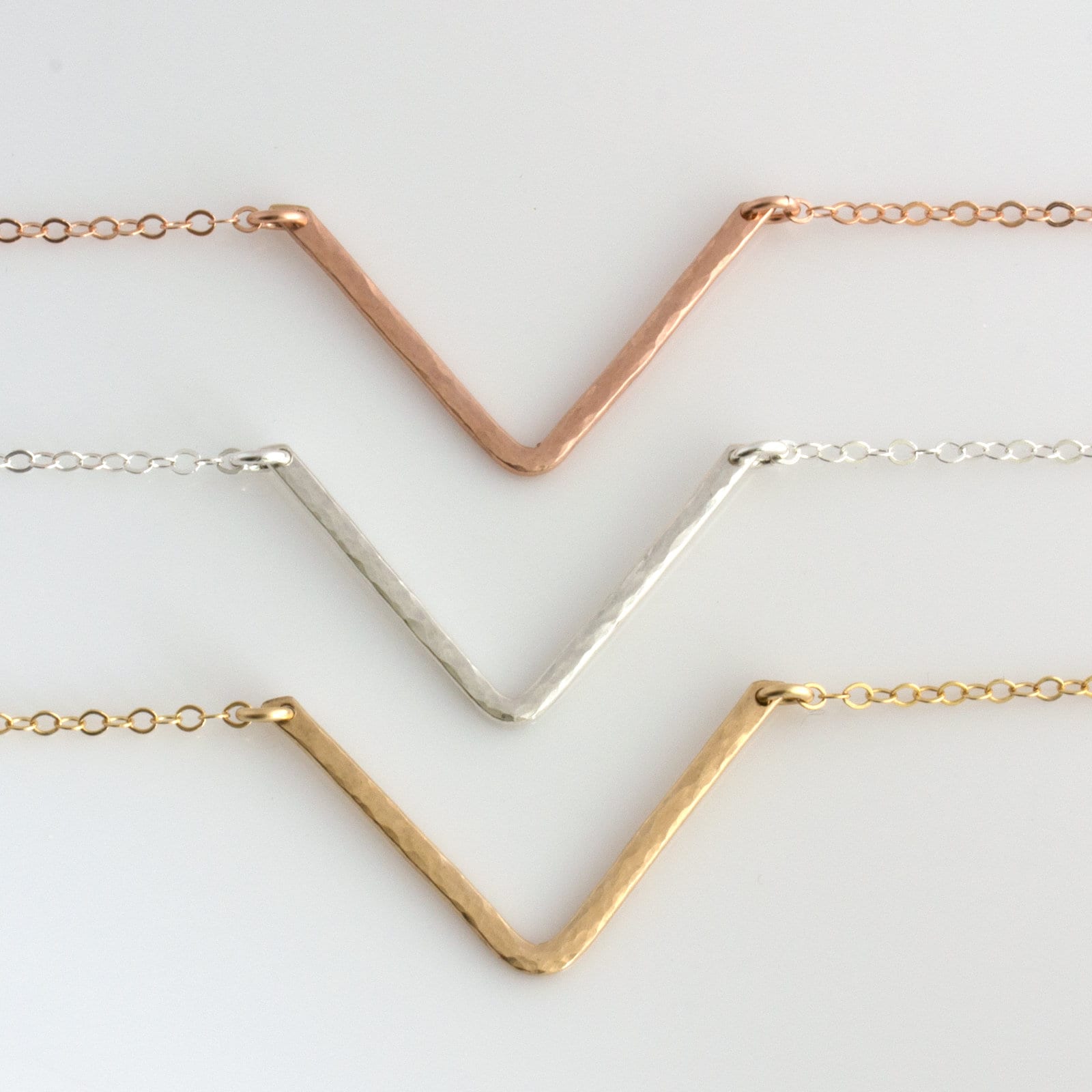Hammered V Necklace Gold Geometric Necklace Chevron | Etsy