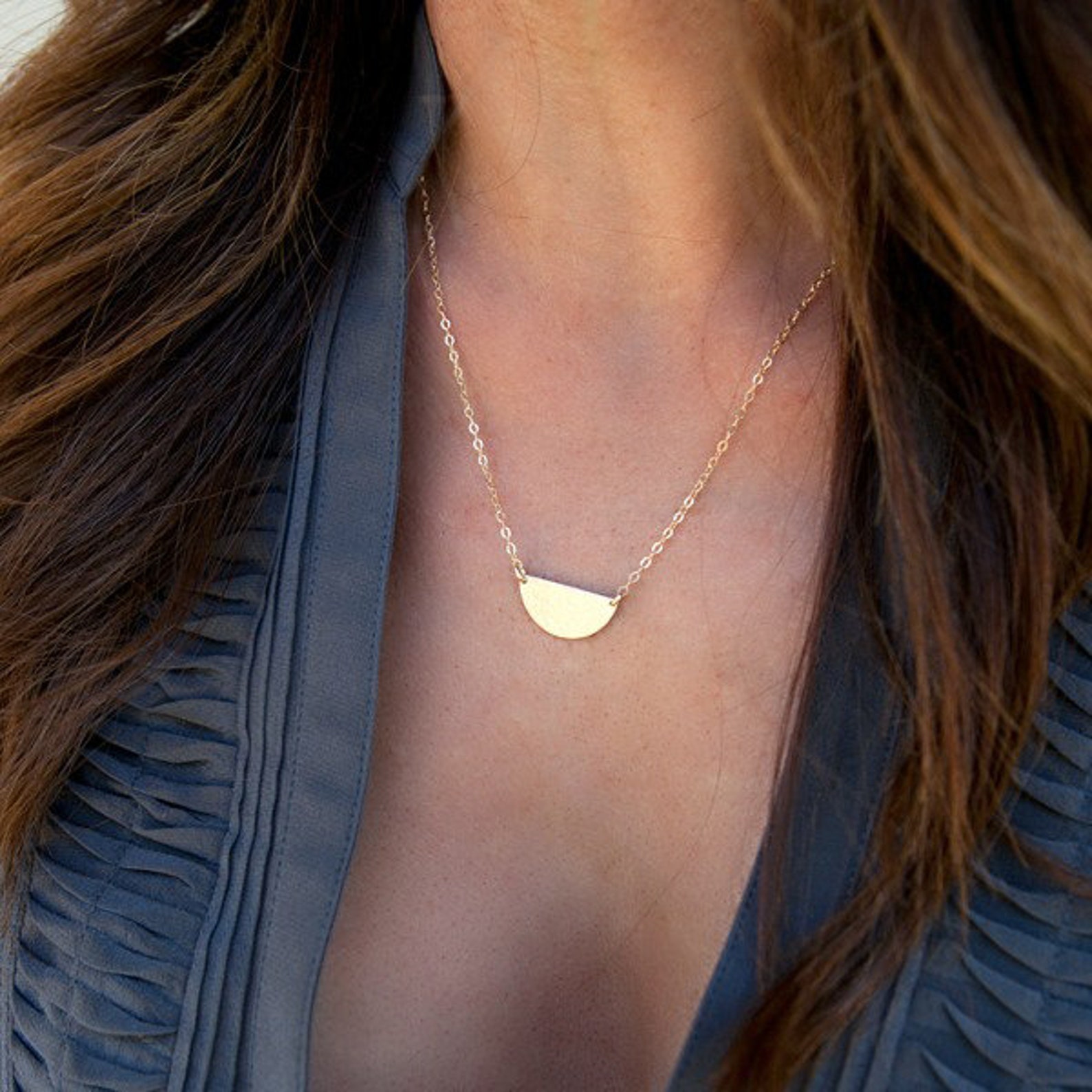 Gold Half Circle Necklace Personalized Half Moon Necklace - Etsy