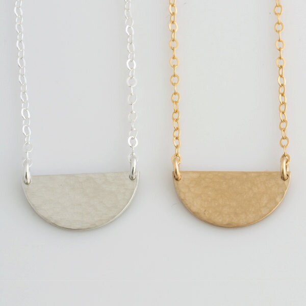 Hammered Half Circle Necklace Half Moon Necklace Layering | Etsy