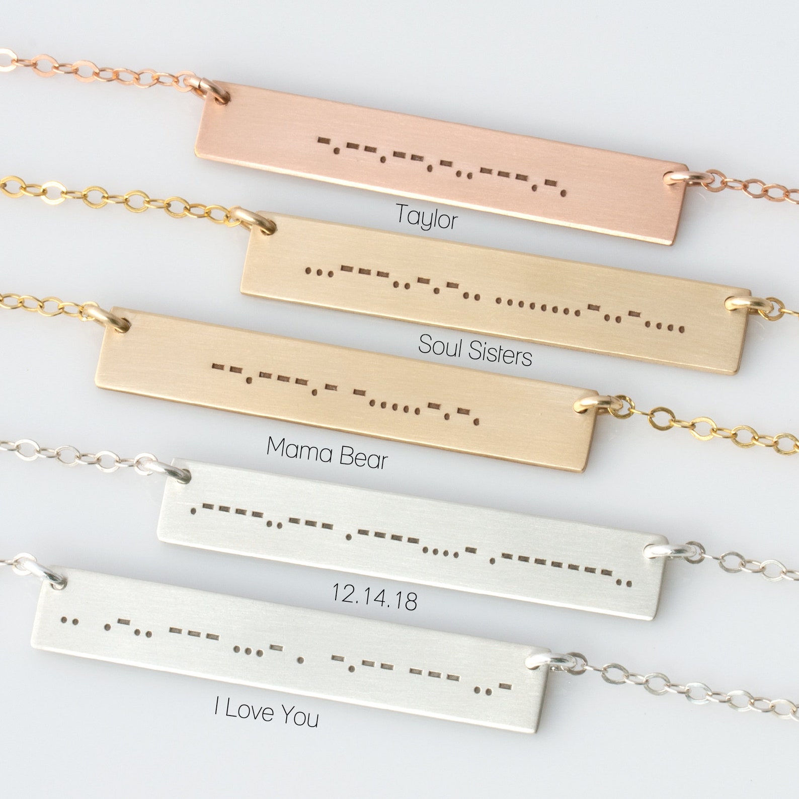 Morse Code Necklace in Gold Silver Rose Gold, Gift for Her, Secret ...