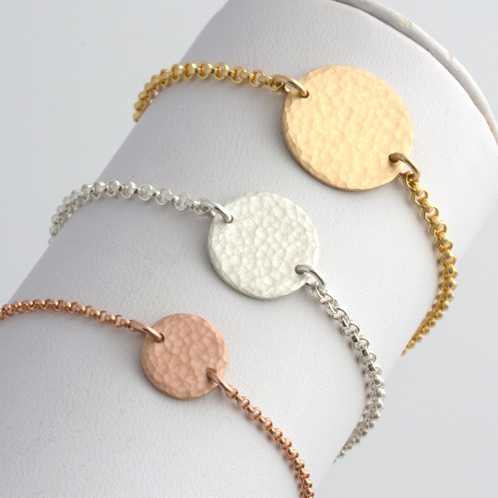 Disc Bracelet Hammered Disc Bracelet Gold Coin Bracelet - Etsy