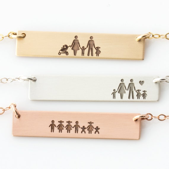 Personalized Stick Figure Family Necklace Custom Necklace | Etsy