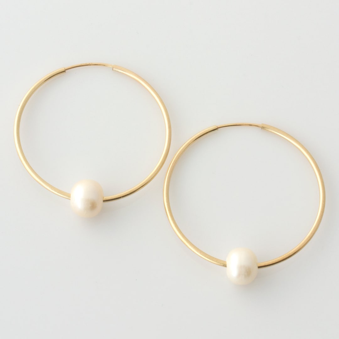 Pearl Hoop Earrings, 14k Gold Filled Pearl Earrings, Sterling Silver ...