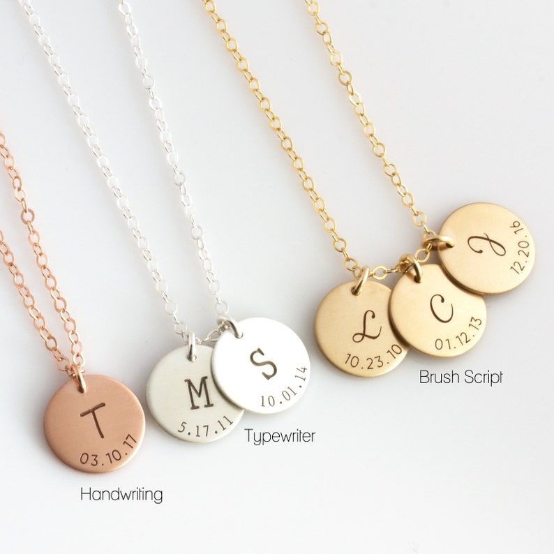 Personalized Initial Necklace/custom Initial/date Necklace/new - Etsy