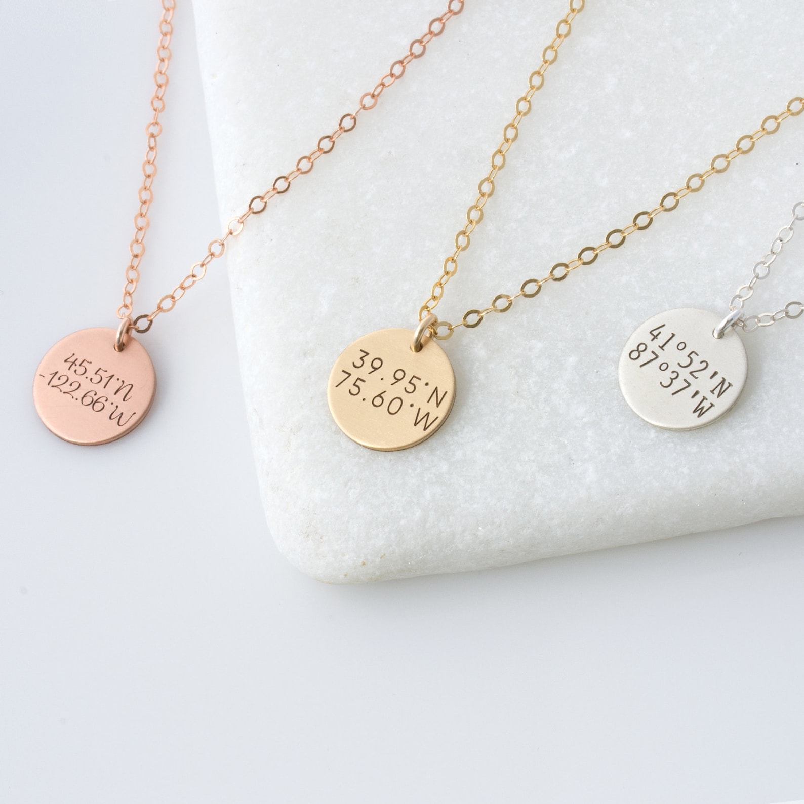 GPS Necklace, Coordinates Disc Necklace, GPS Coordinates, Location ...
