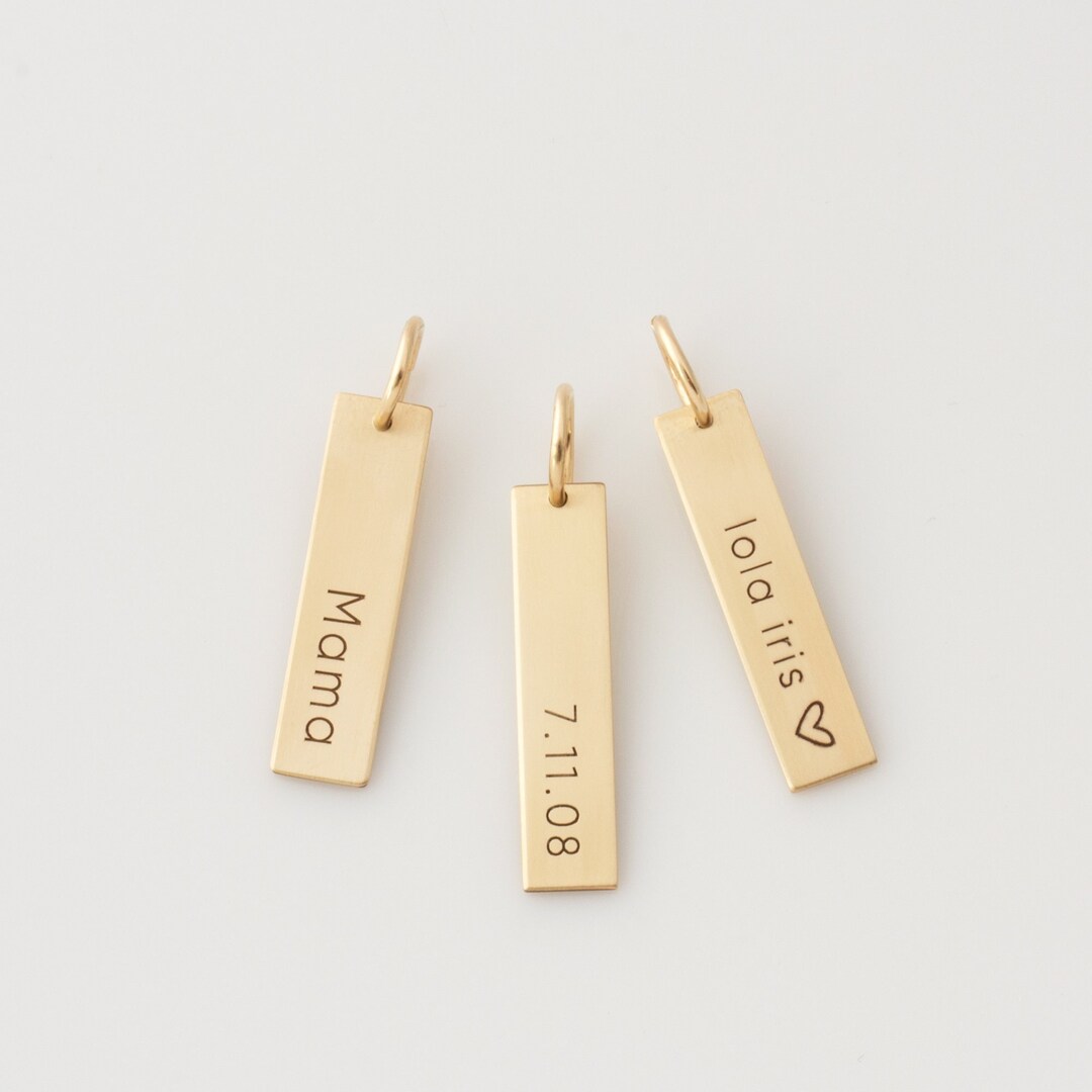 Vertical Bar Mama Charm for Necklace in 14K Gold Fill, Sterling Silver ...