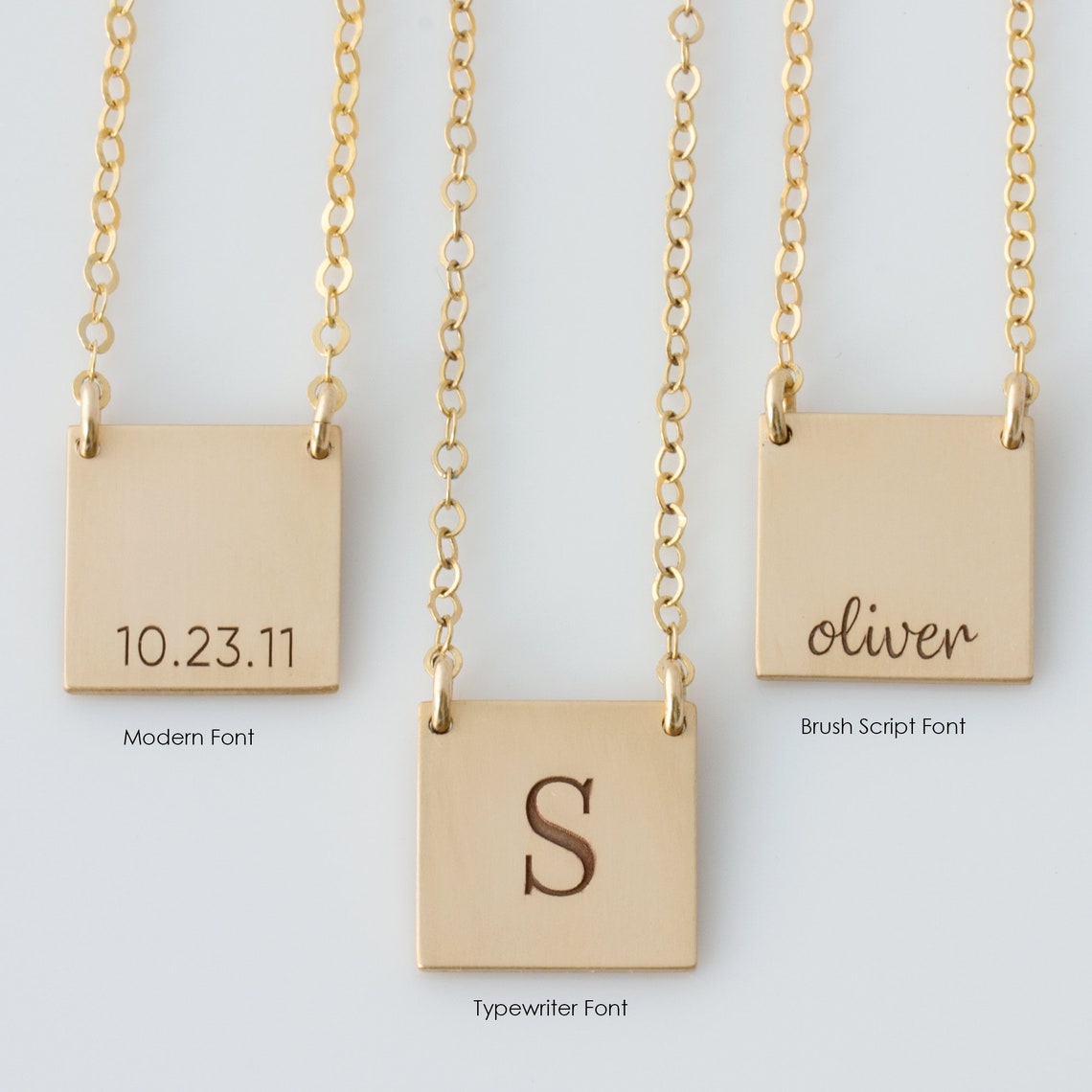 Personalized Square Necklace Initial Necklace Personalized - Etsy