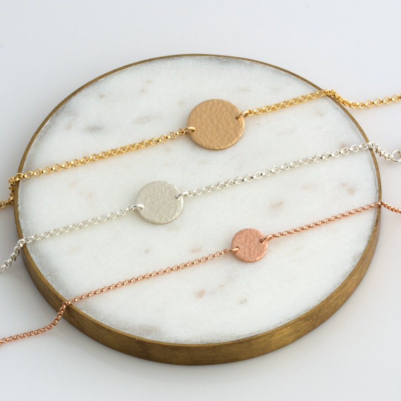 Disc Bracelet Hammered Disc Bracelet Gold Coin Bracelet - Etsy