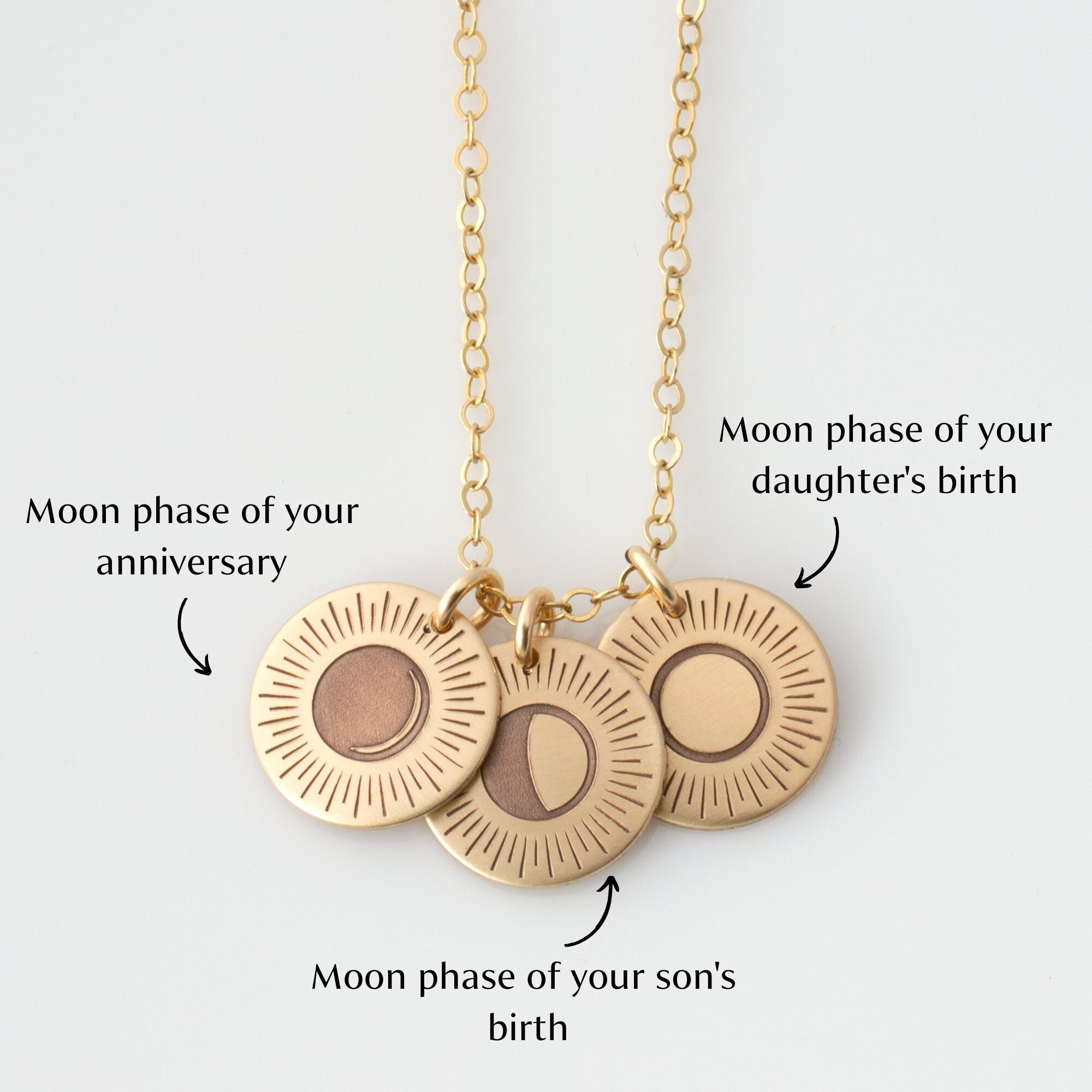 Moon Necklace Custom Personalized Moon Phase Necklace Zodiac - Etsy