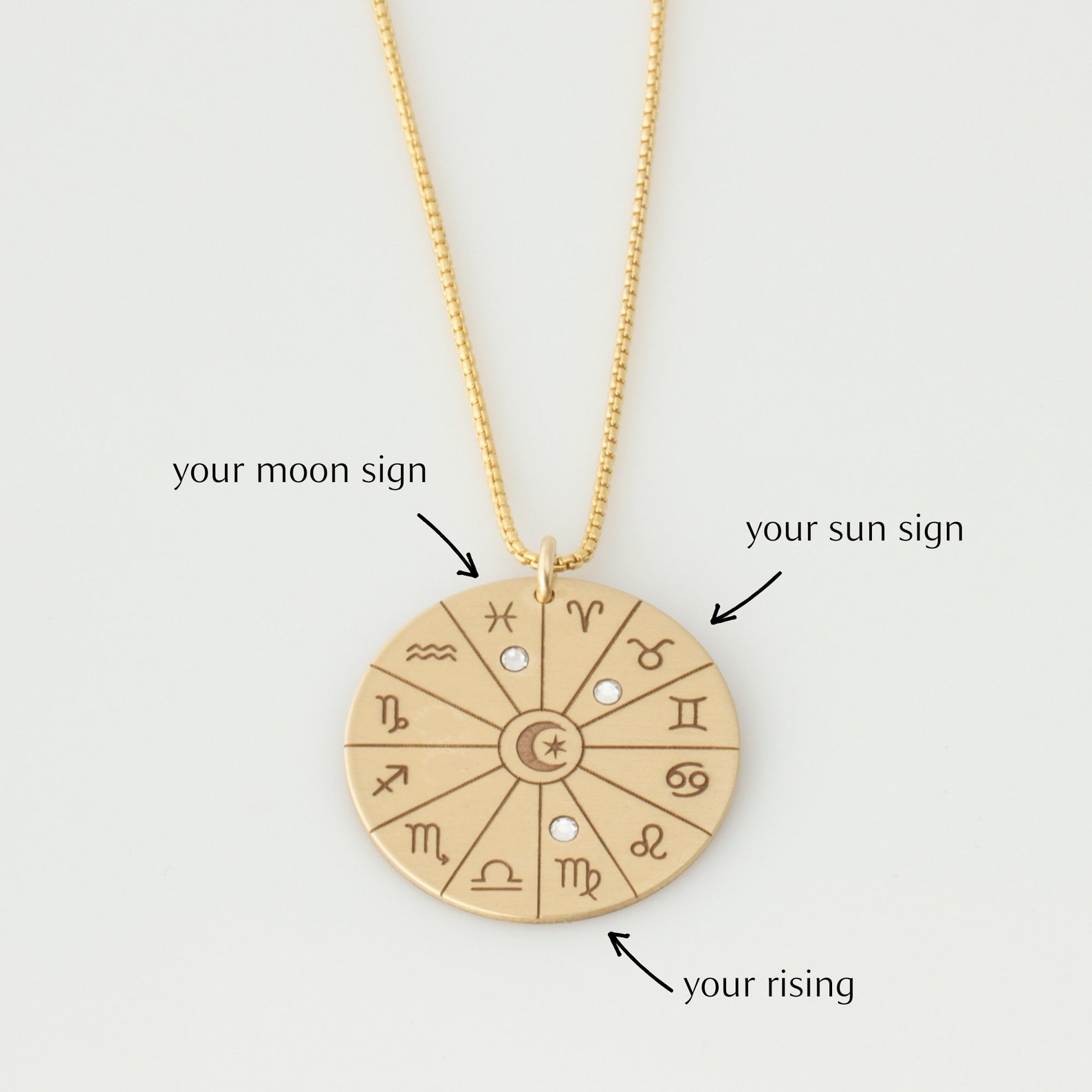 Sun Moon Rising Sign Necklace Astrology Wheel Big 3 - Etsy