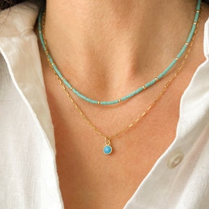 Mini Beads Necklace, Tiny Beaded Necklace, Layering Necklace, Dainty ...