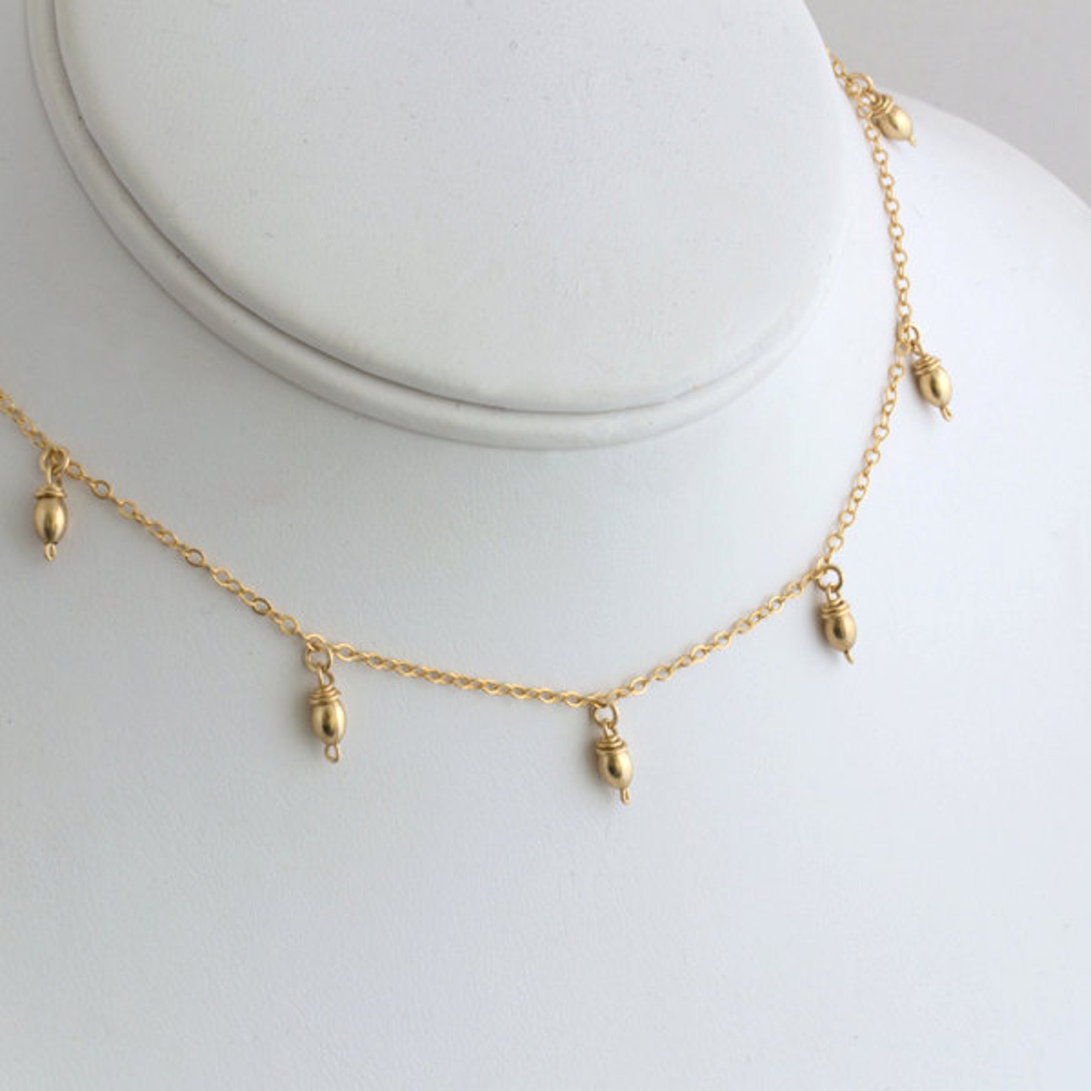 Delicate Gold Choker Necklace, Dainty Choker Necklace,dew Drop Choker ...