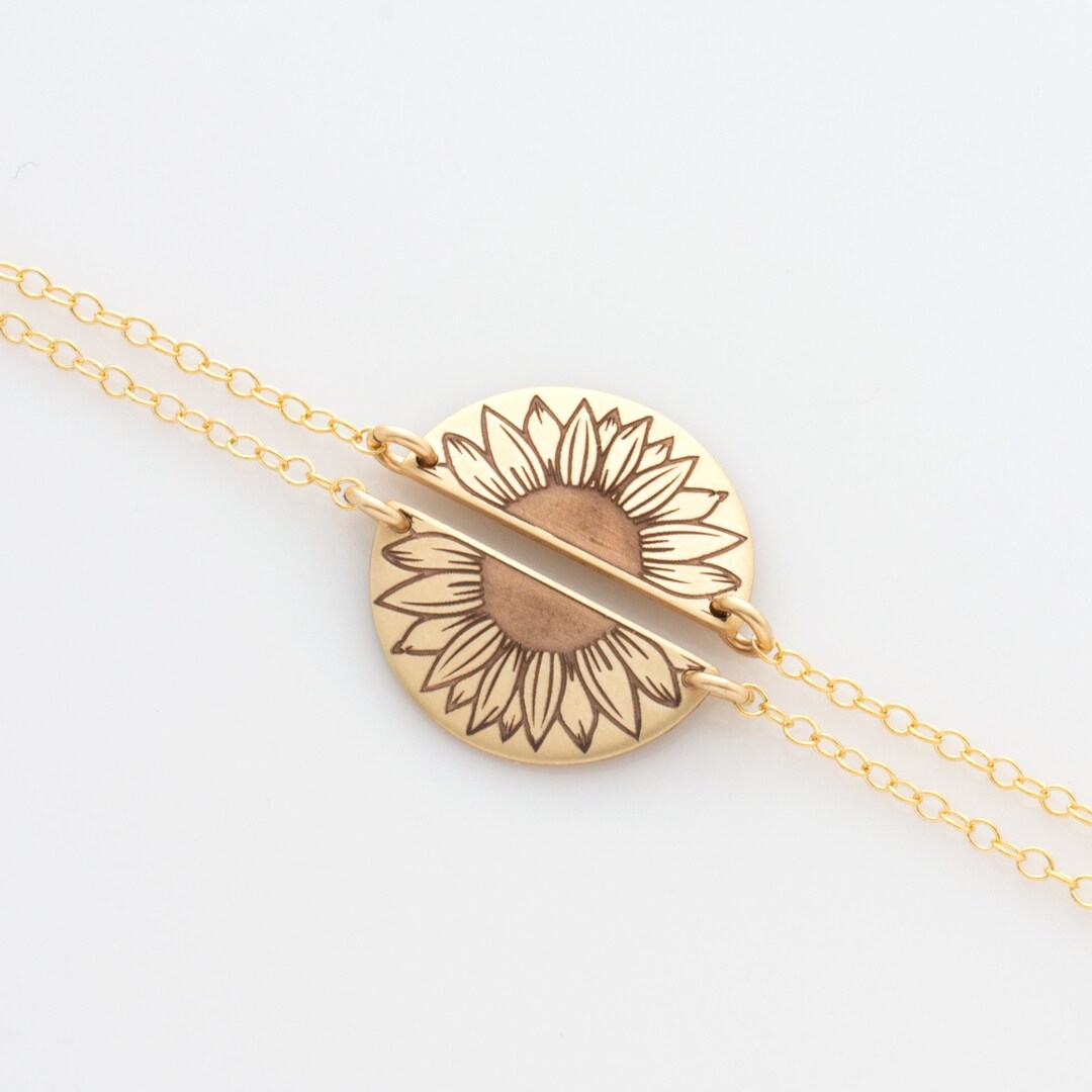 Sunflower Necklace, Best Friend Sunflower Necklace, Gold Sunflower ...