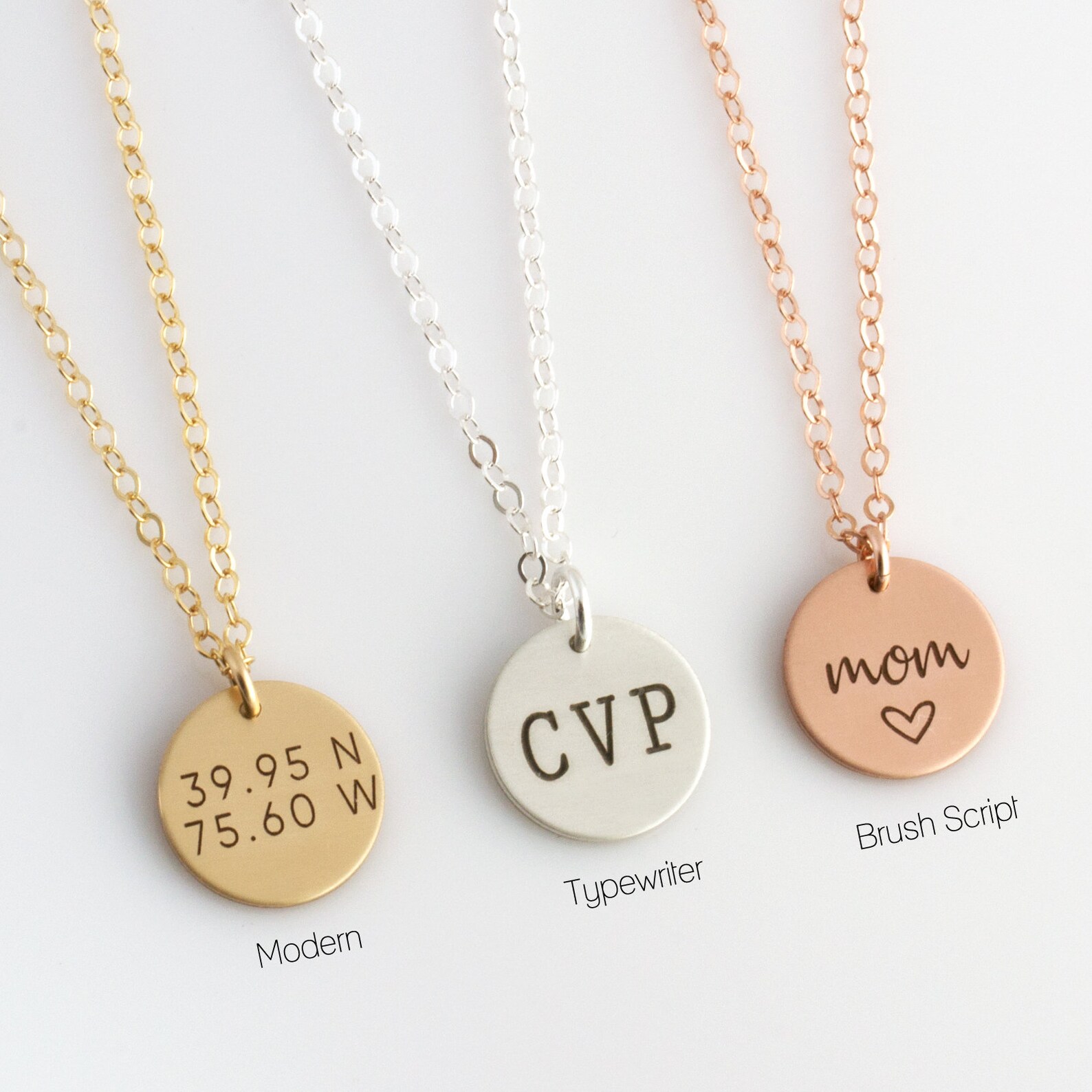 Dainty Engraved Disc Necklace Personalized Disc Necklace - Etsy